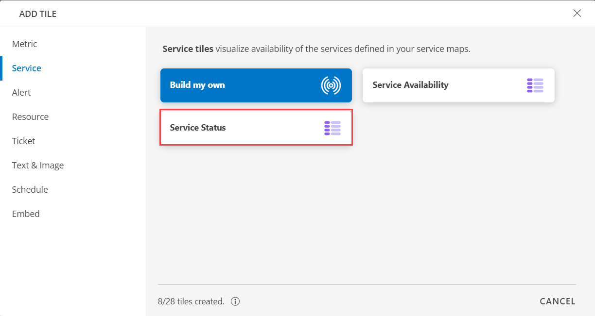 Service Tile | OpsRamp Documentation